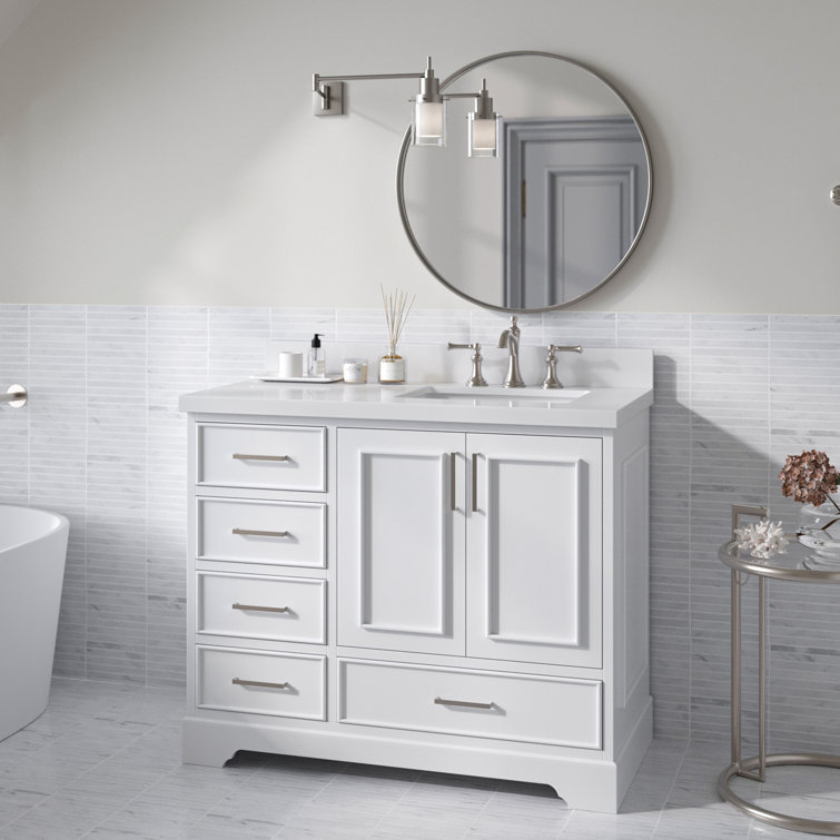 Winston Porter Peighten 43 Single Bathroom Vanity With White Quartz